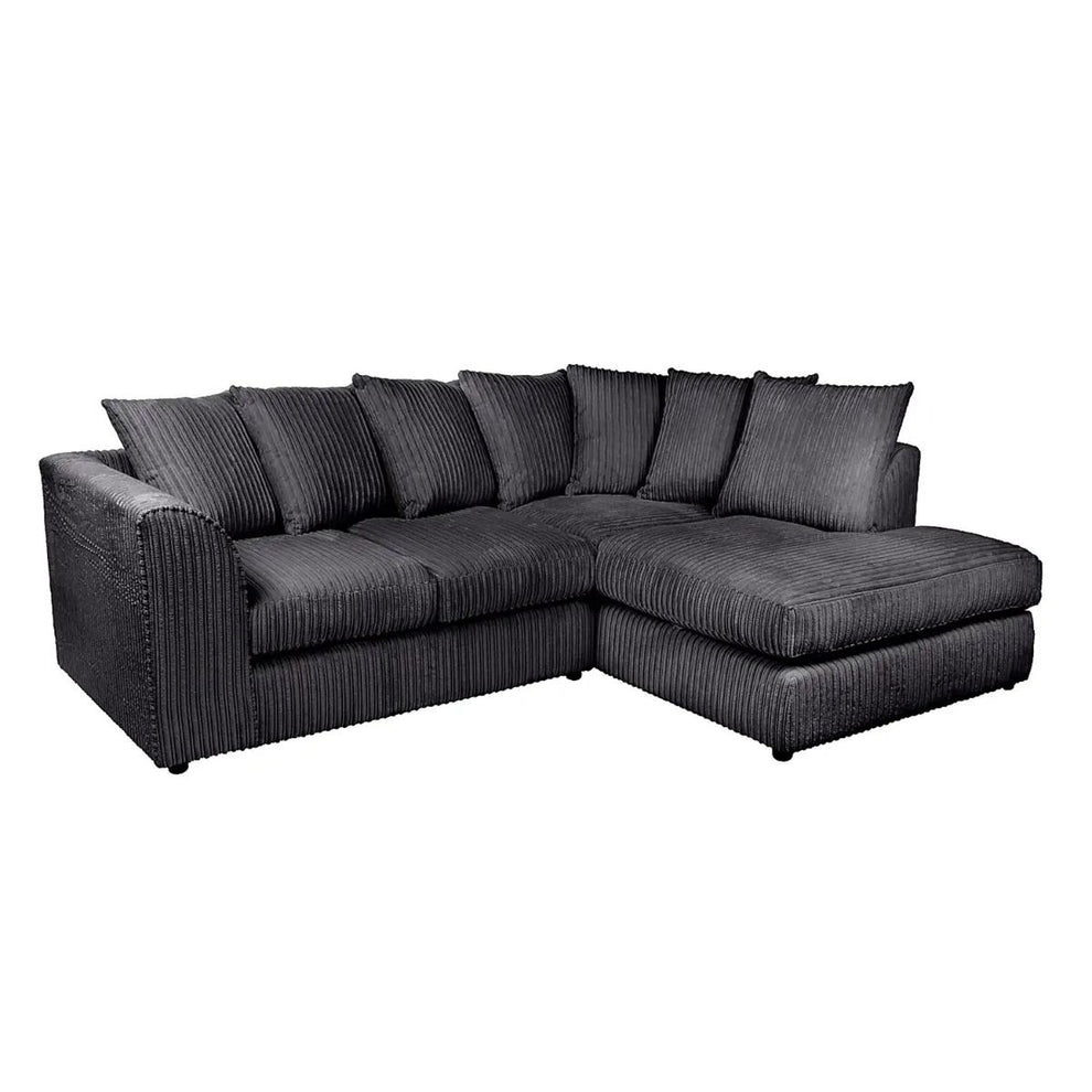 Blake Jumbo Cord Black Corner Sofa - Right and Left Arm – Furniture Wave