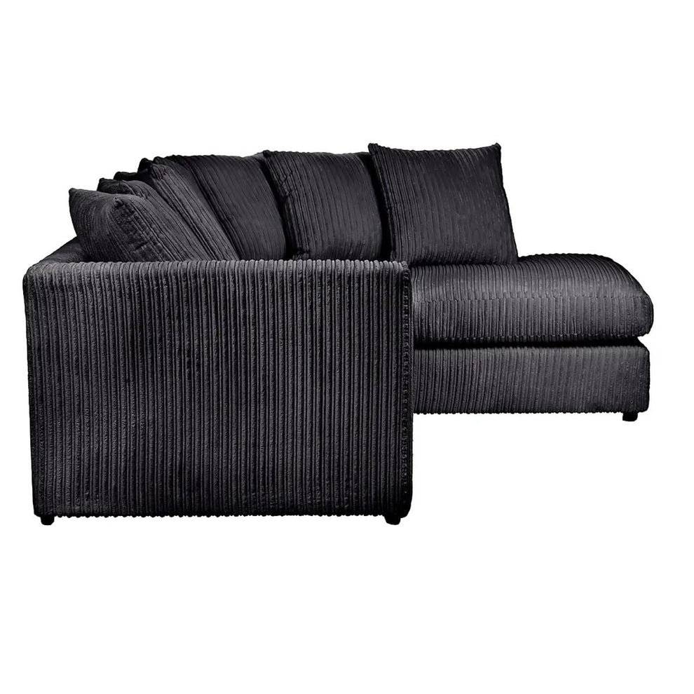 Blake Jumbo Cord Black Corner Sofa - Right and Left Arm – Furniture Wave